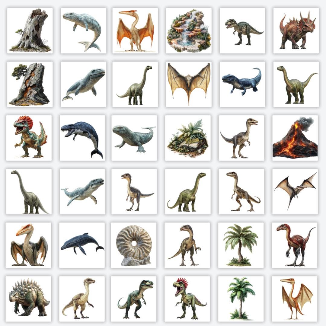 Watercolor Dinosaur Clipart Bundle Realistic Prehistoric Animal PNG ...