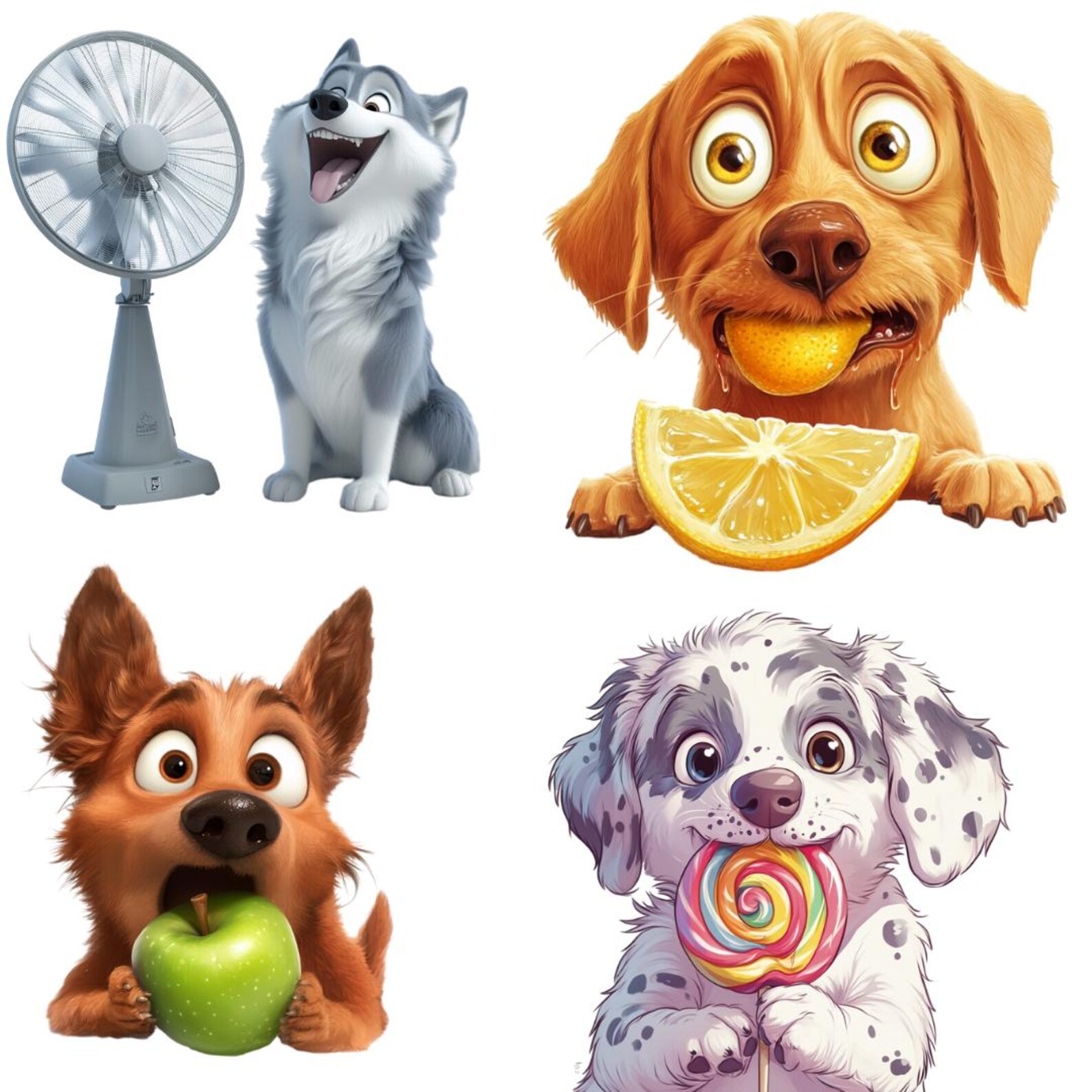 Quirky Funny Dog Clipart Bundle Cute Watercolor Puppy PNG Whimsical ...