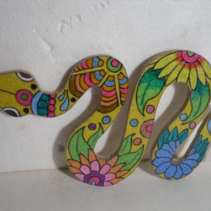 Scroll Saw Snake Cut Out, Hand Drawn Design, Glitter Ink Painted, Very ...