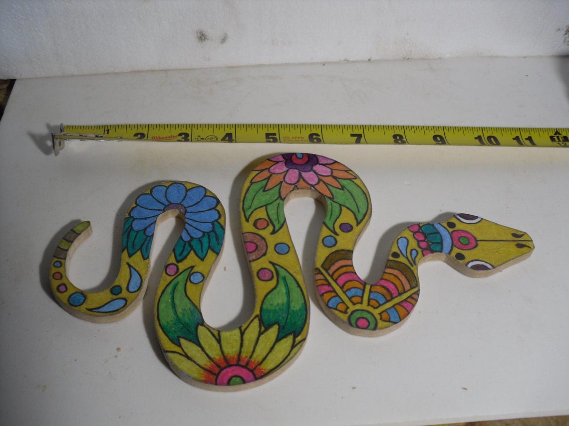Scroll Saw Snake Cut Out, Hand Drawn Design, Glitter Ink Painted, Very ...
