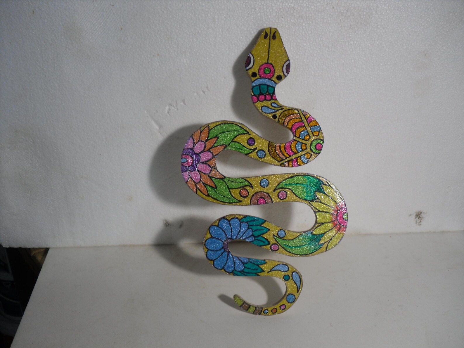 Scroll Saw Snake Cut Out, Hand Drawn Design, Glitter Ink Painted, Very ...