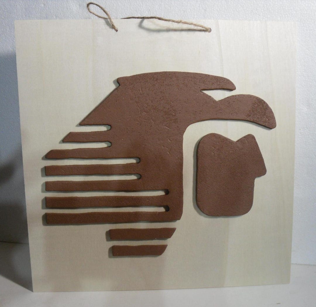 Scroll Saw Aztec Eagle Man Cut Out, Hand Made Painted and Varnish ...