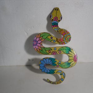 Scroll Saw Snake Cut Out, Hand Drawn Design, Glitter Ink Painted, Very ...