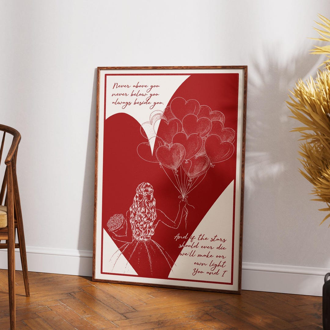 Red Heart Wall Art Print, Red Heart Print, Red Wall Art, Aesthetic Dorm ...