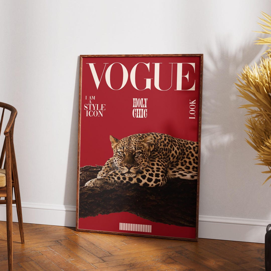 Vogue Leopard Digital Download Print, Red Poster, Leopard Prints, Vogue ...