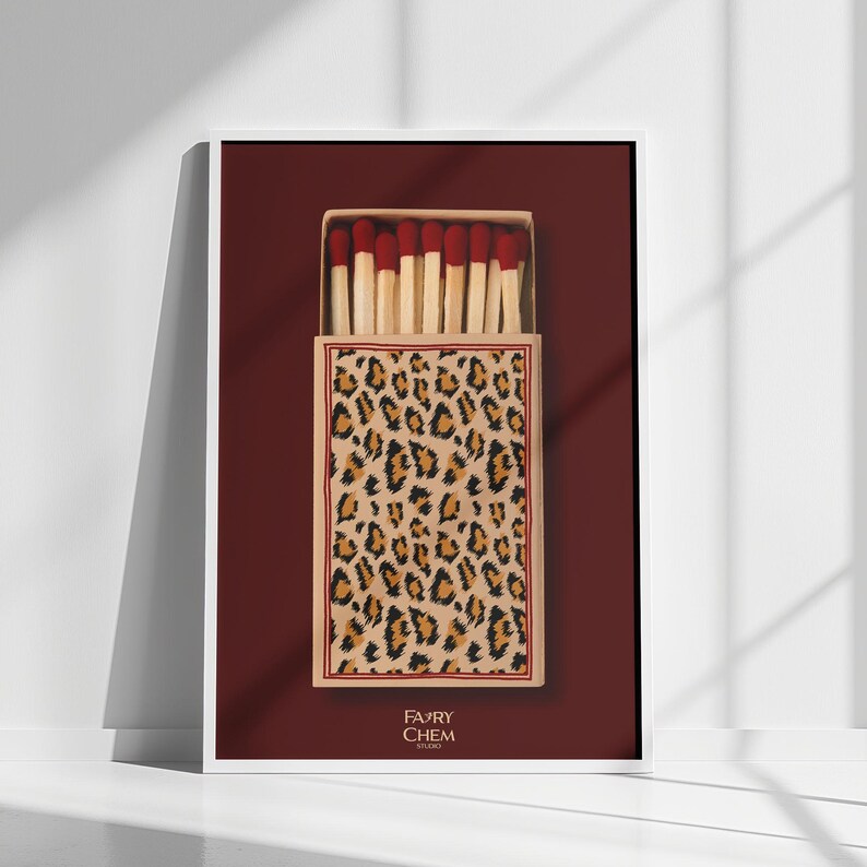Leopard Matchbox Printable Wall Art, Matchbox Print, Red Leopard Poster ...