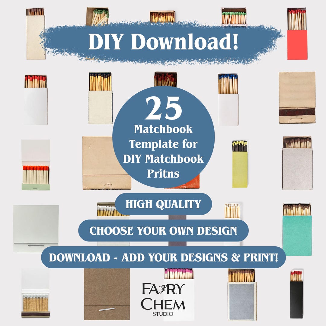 25 Digital Matchbox Designs PNG Files, Matchbox Template, Template DIY ...