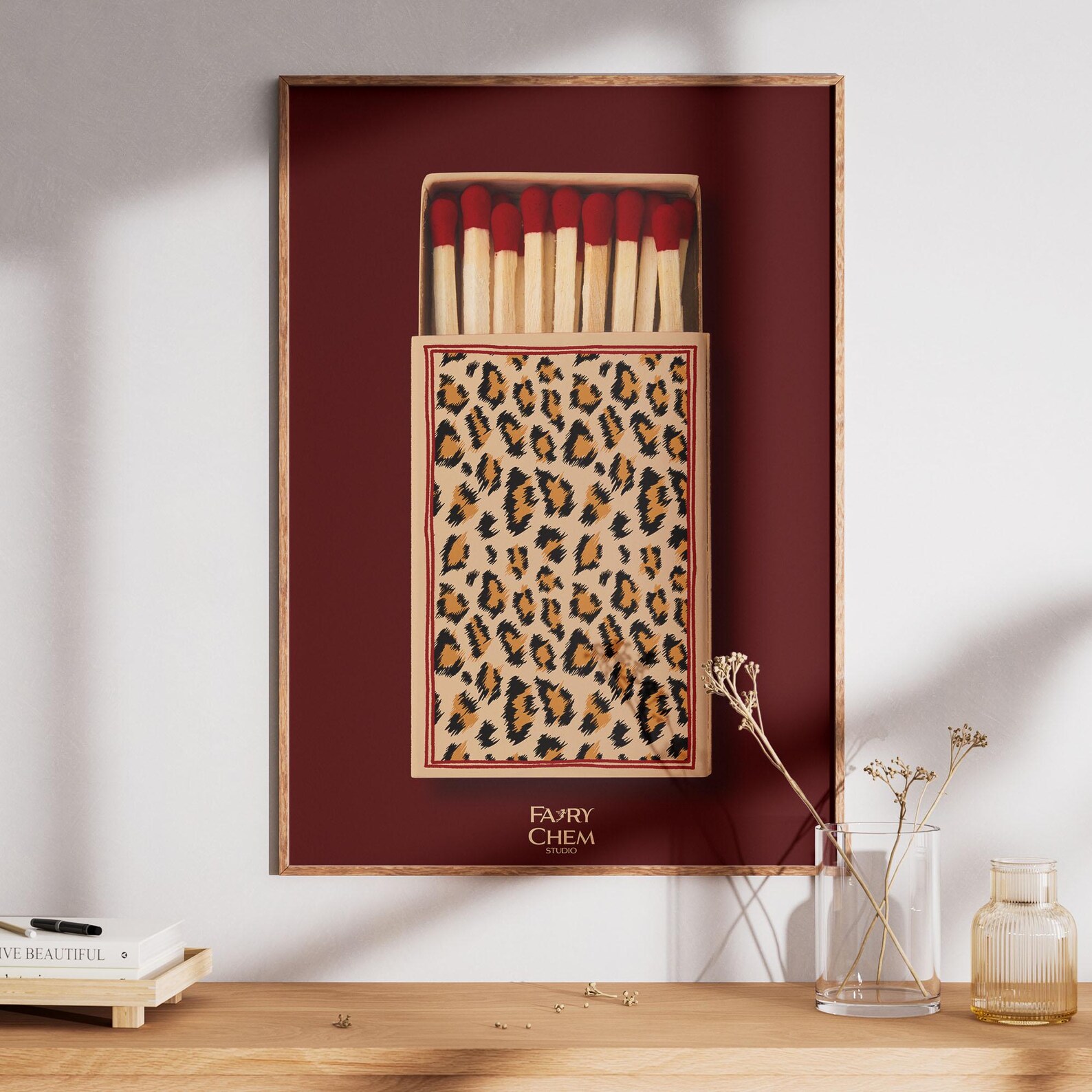 Leopard Matchbox Printable Wall Art, Matchbox Print, Red Leopard Poster ...