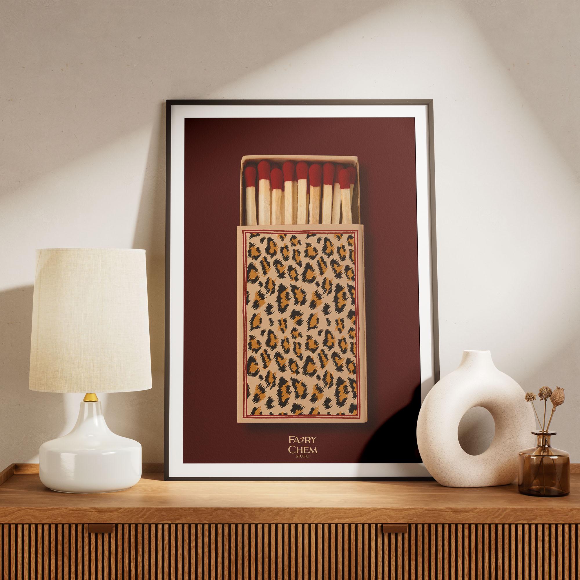 Leopard Matchbox Printable Wall Art, Matchbox Print, Red Leopard Poster ...
