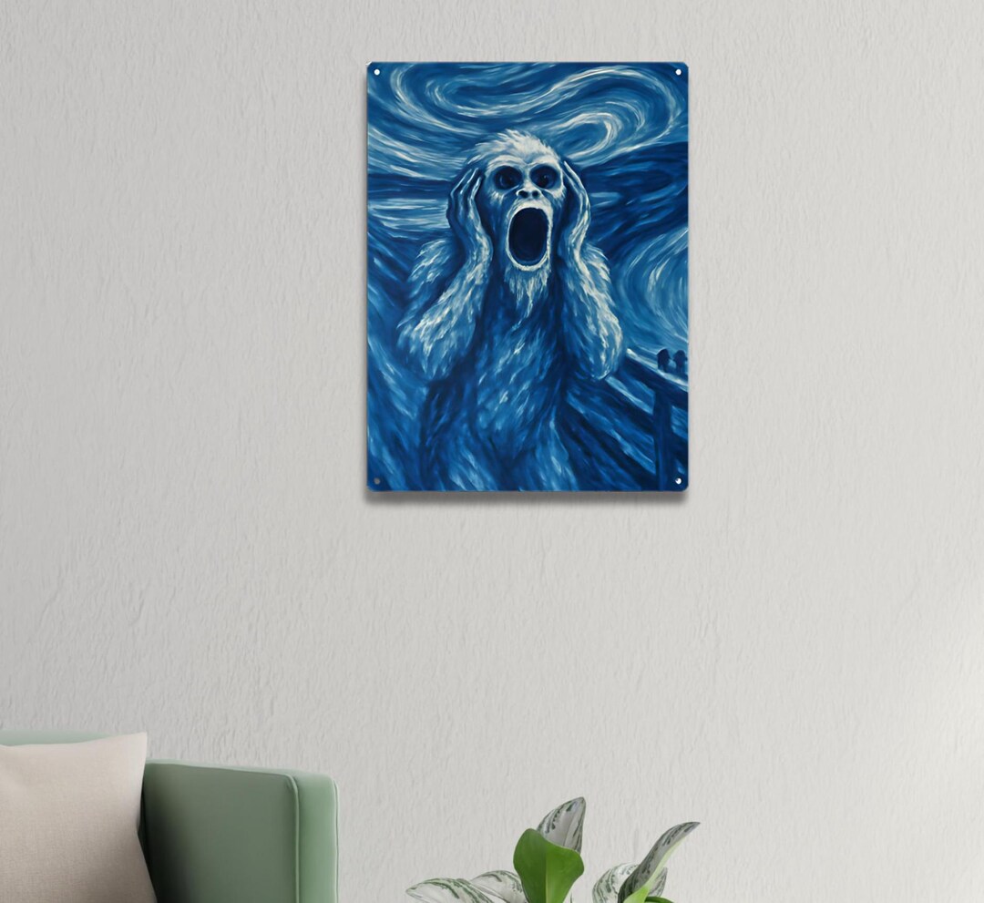 Screaming Yeti Wall Art – Edvard Munch Inspired 12x16” Metal Sign ...