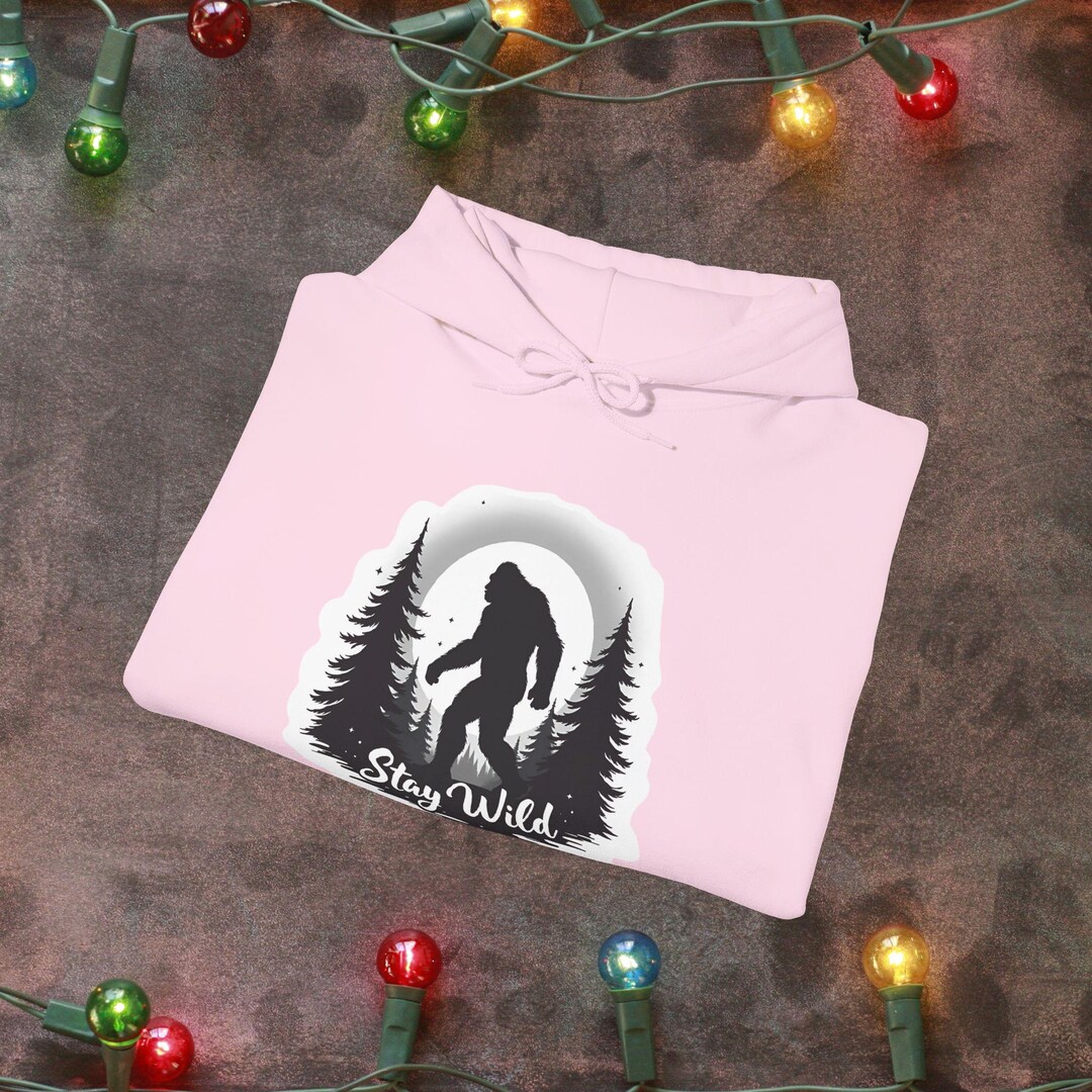 Bigfoot Stay Wild Heavy Hoodie, Cryptid Sweatshirt, Full Moon Sasquatch ...