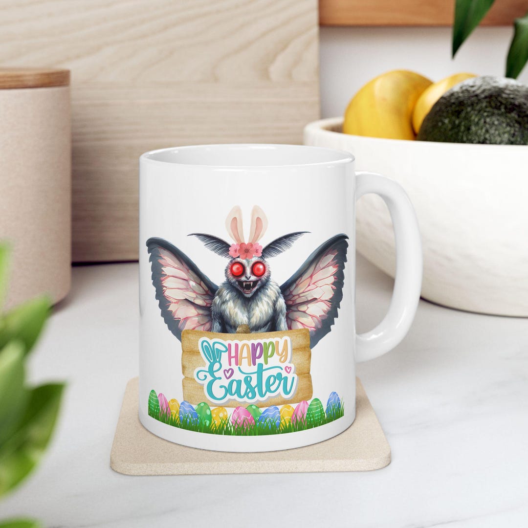 Happy Easter Mothman Bunny Cup 11 Oz and 15 Oz. Ceramic Mug Present for ...