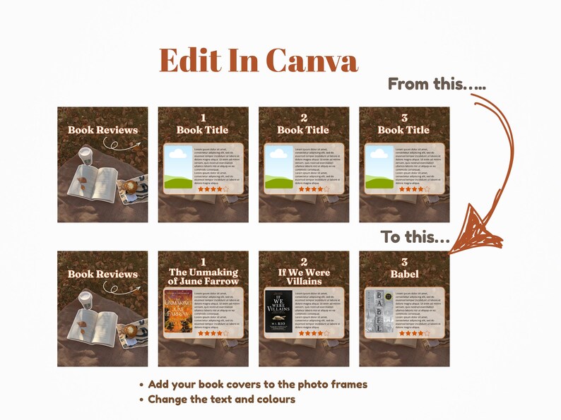 Autumn Bookstagram Carousel Templates: Canva Book Blogger Posts ...