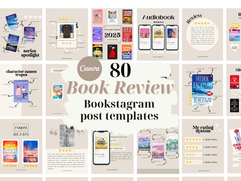 80 Bookstagram Book Review Templates, Aesthetic Instagram Canva ...