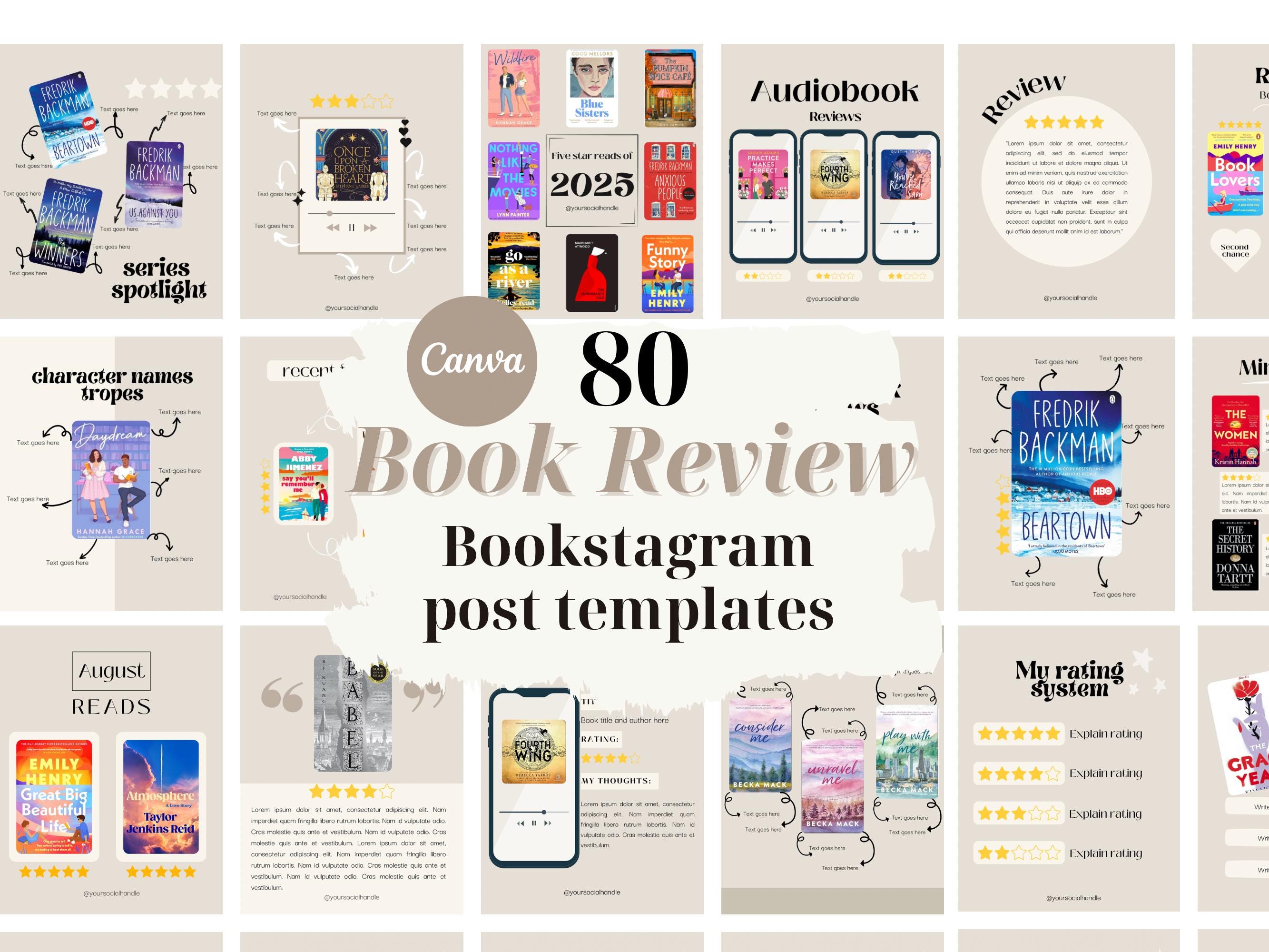 80 Bookstagram Book Review Templates, Aesthetic Instagram Canva ...