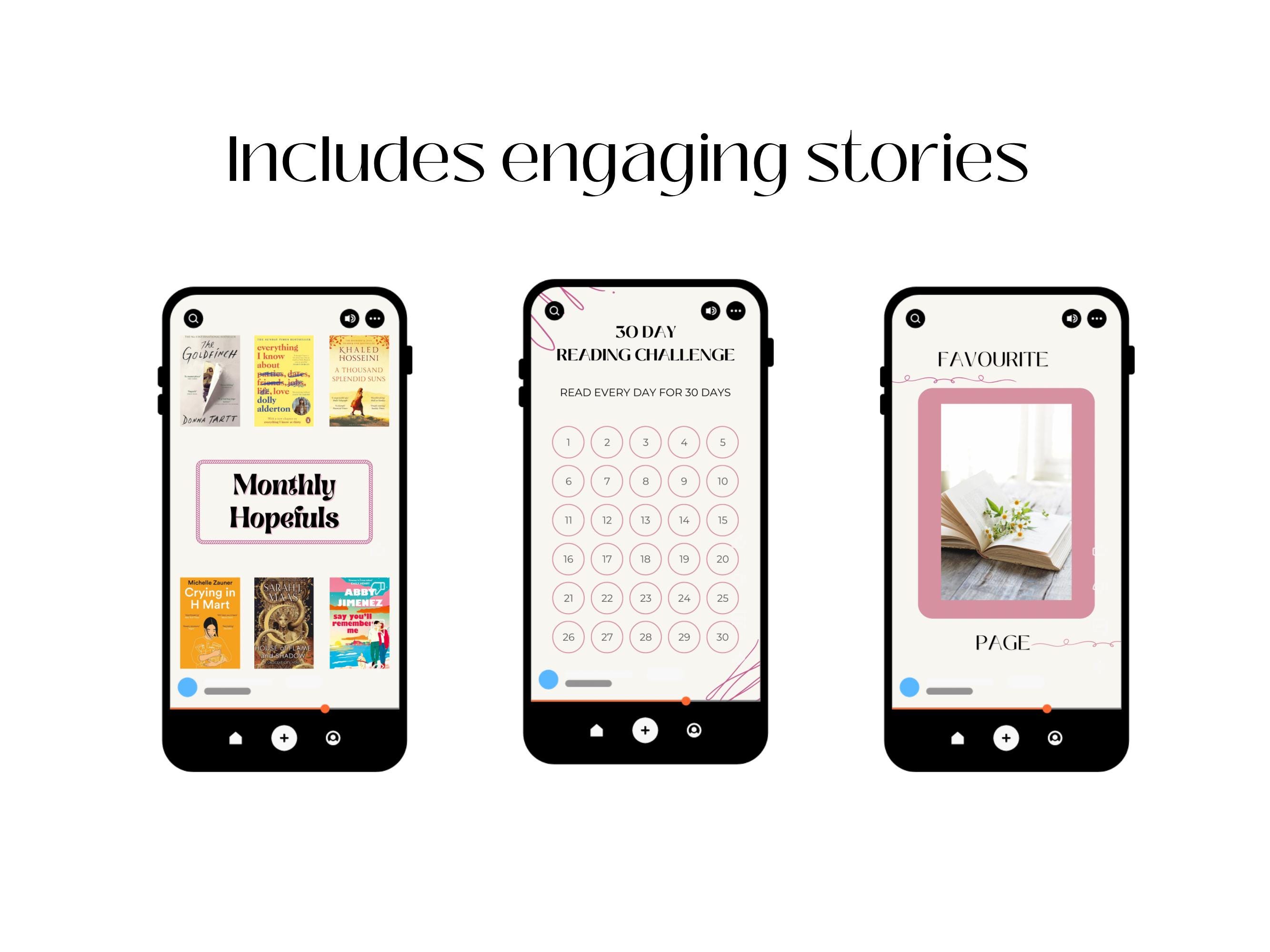 60 Pink Bookstagram Templates Bundle, Editable Stories, and Book Post ...