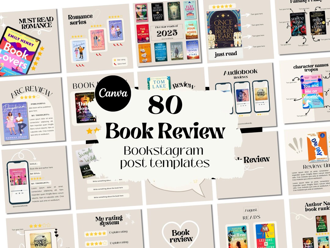 Bookstagram Book Review Templates, Create Aesthetic Book Reviews on ...