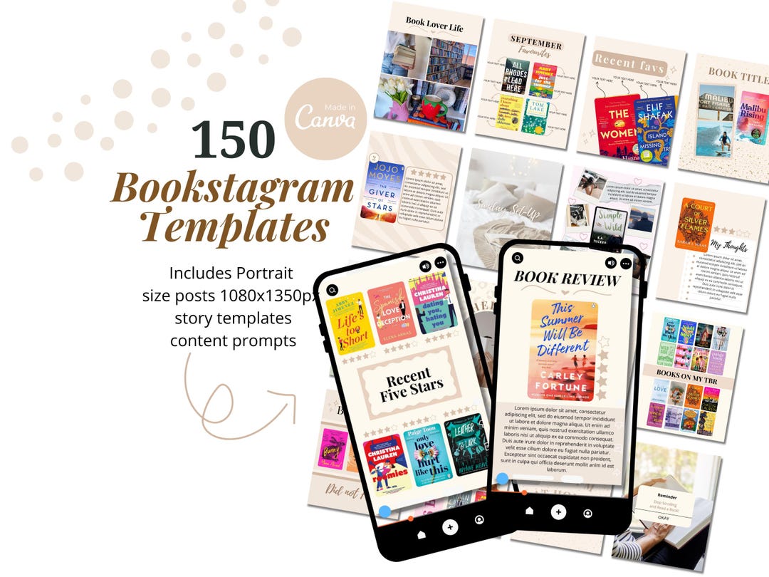 150 Bookstagram Templates: Canva Book Instagram Posts (digital Download ...