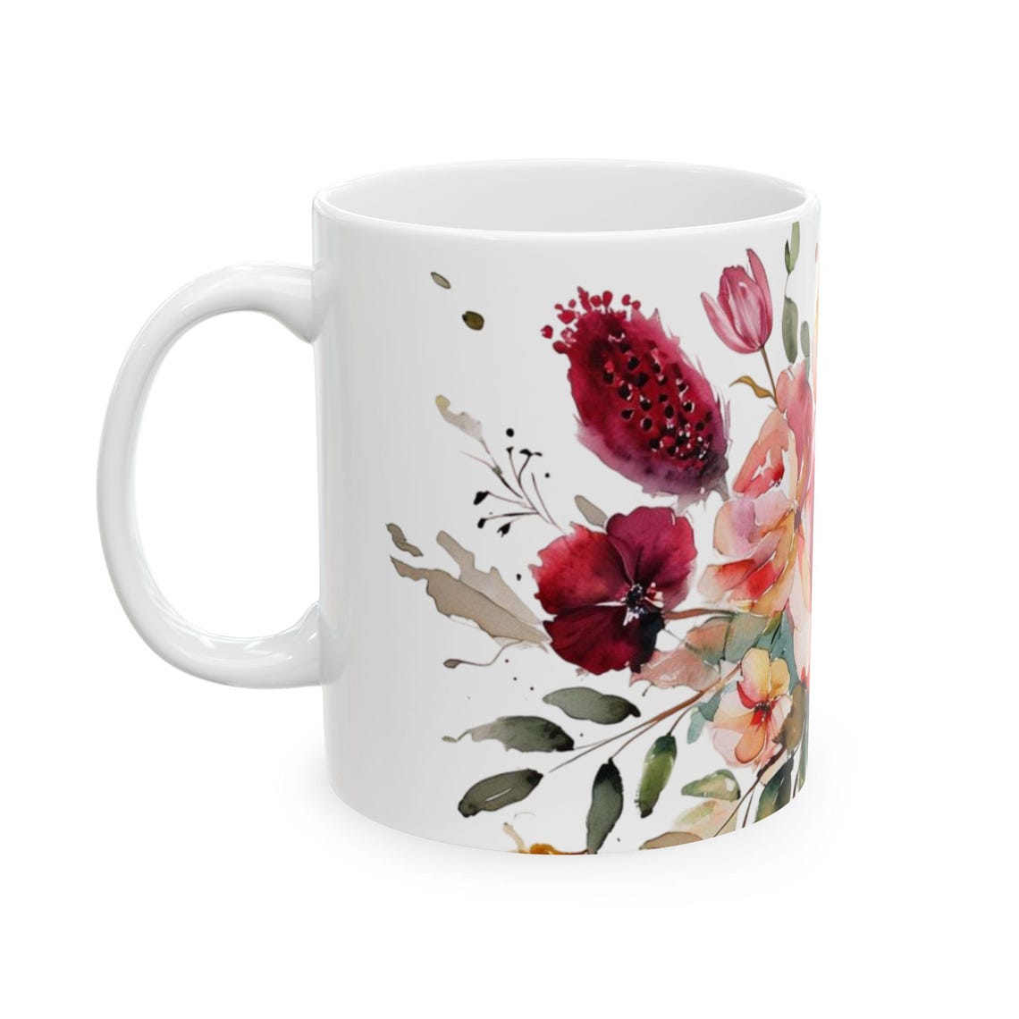 Watercolor Floral Mug, Floral Coffee Cup, Flower Tea Mug, Botanical ...