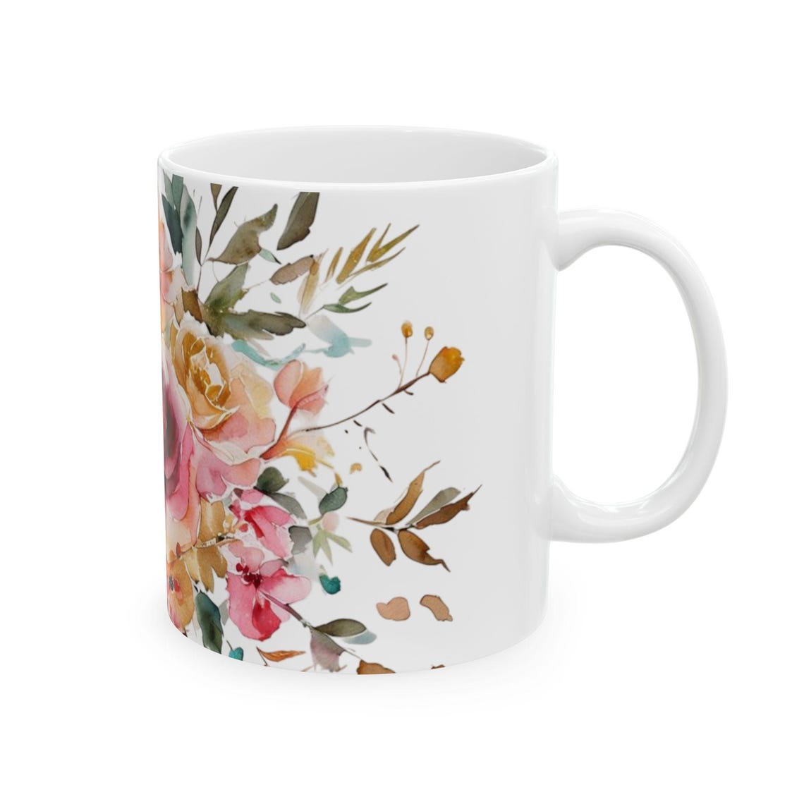 Watercolor Floral Mug, Floral Coffee Cup, Flower Tea Mug, Botanical ...