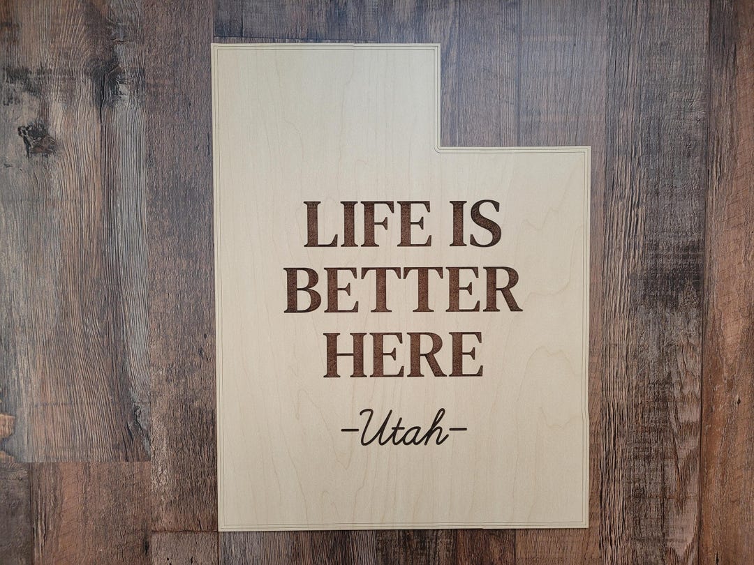 Utah State Cutout - 11.6x15 Inch Laser Engraved Wooden Wall Art, Custom ...