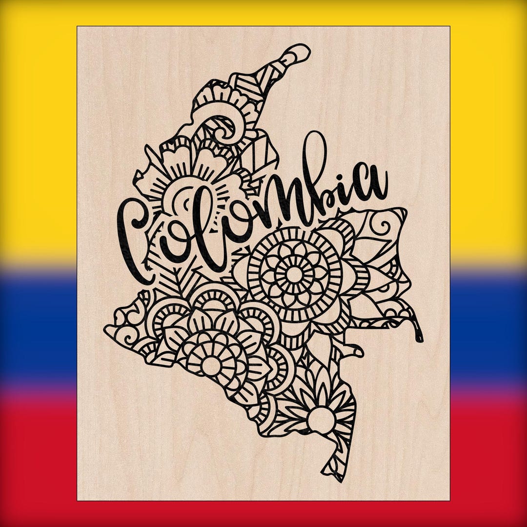 Colombia Wood Wall Art, Laser Engraved Home Decor - Etsy