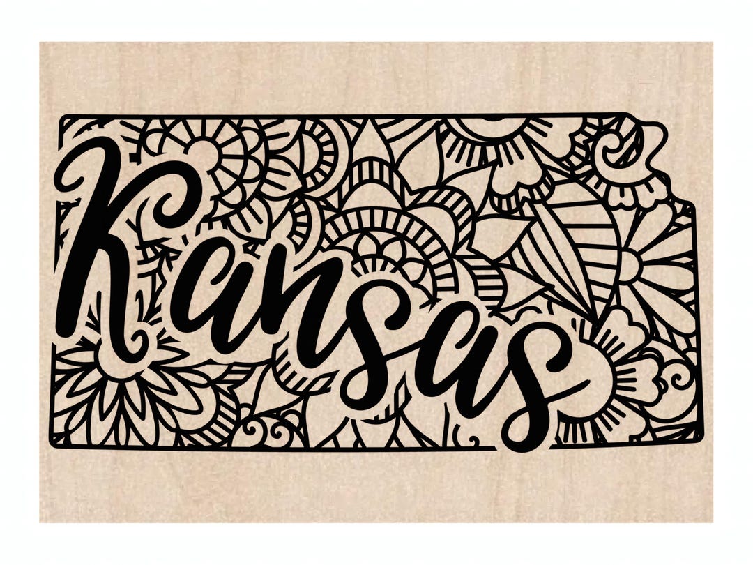 Kansas Wood Wall Art | Floral Kansas Map | Laser Engraved Decor ...