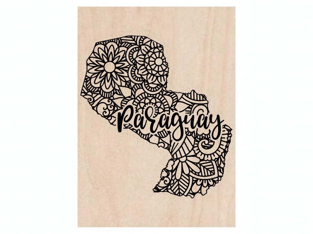 Paraguay Wood Wall Art | Laser Engraved Floral Mandala Map | Home Decor ...