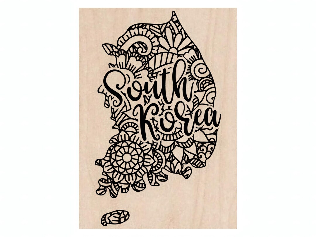 South Korea Wood Wall Art | Floral Map Decor | Laser Engraved Korean ...