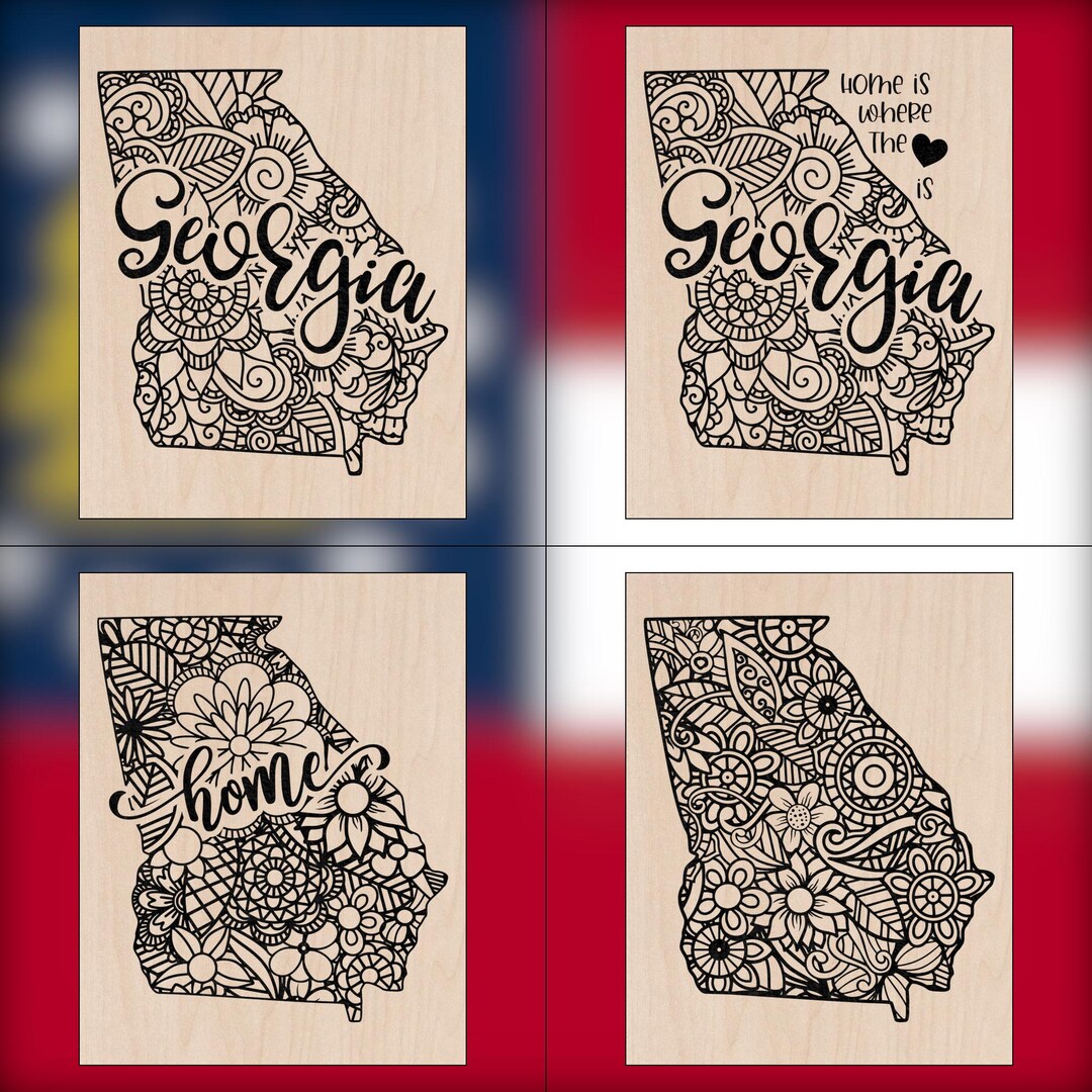 Georgia Wood Wall Art, 4 Variations, Laser Engraved Home Decor - Etsy