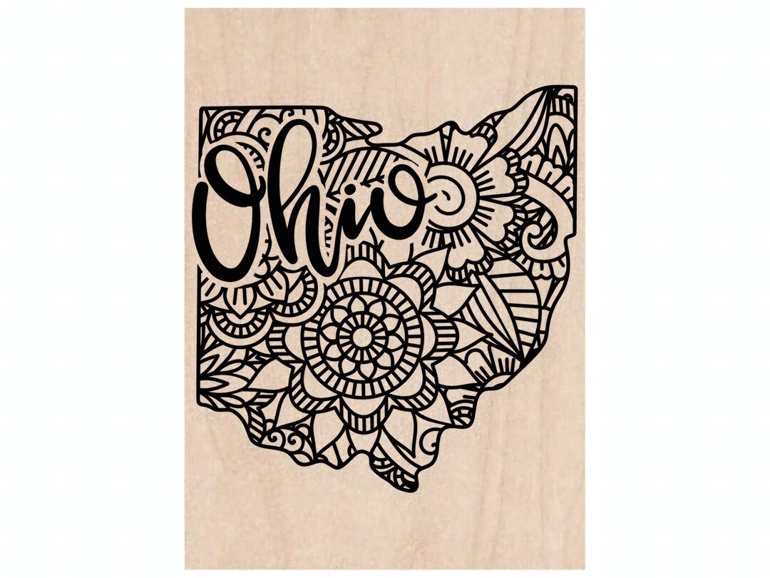 Ohio Wood Wall Art | Floral OH Map | Laser Engraved Decor | Travel ...