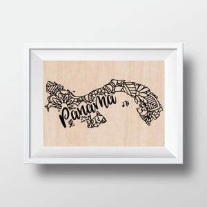 Panama Wood Wall Art | Floral Central America Map | Laser Engraved ...