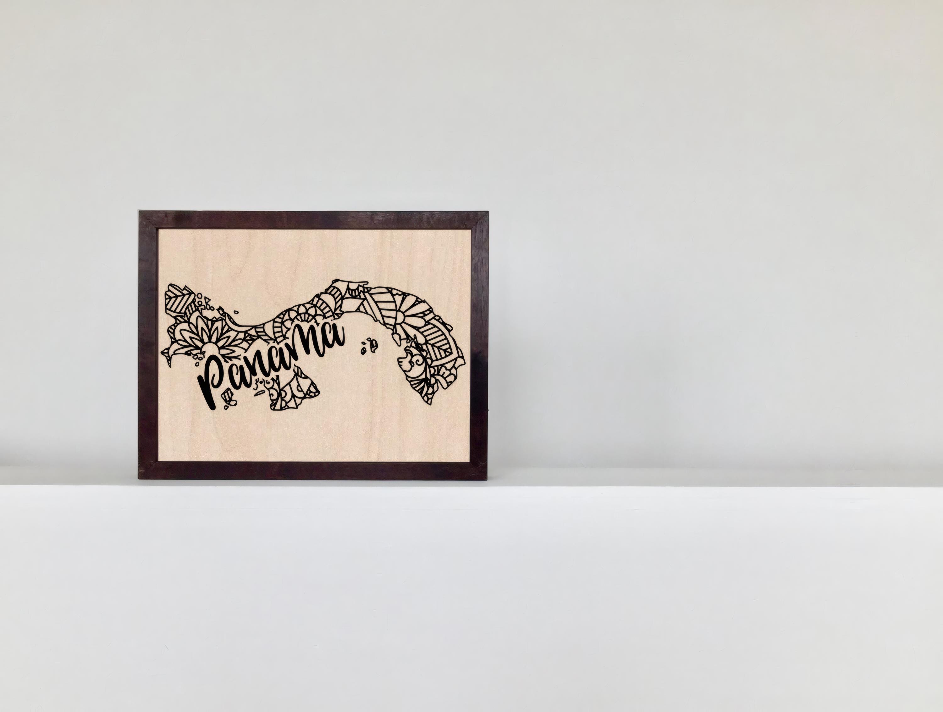 Panama Wood Wall Art | Floral Central America Map | Laser Engraved ...