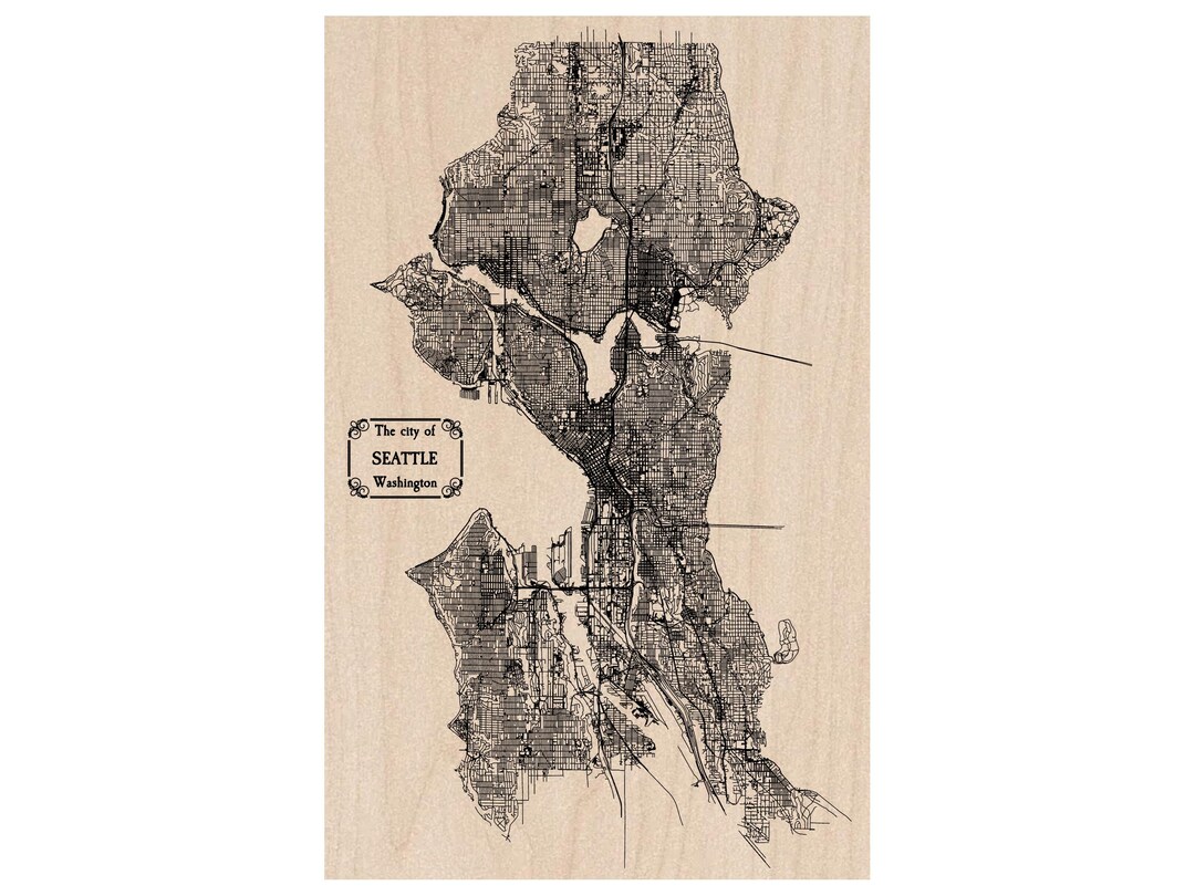 Seattle Washington Wood Map Art, Laser Engraved Home Decor - Etsy