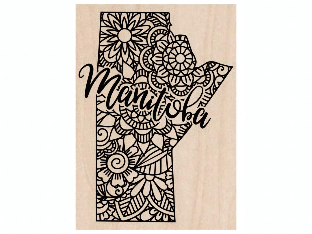 Manitoba Wood Wall Art | Floral Canada Map | Laser Engraved Decor ...