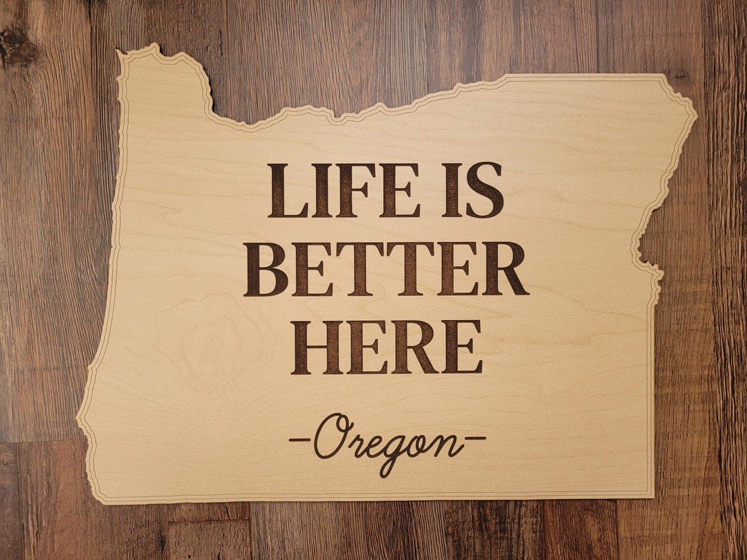 Oregon State Cutout - 16x11.8 Inch Laser Engraved Wooden Wall Art ...