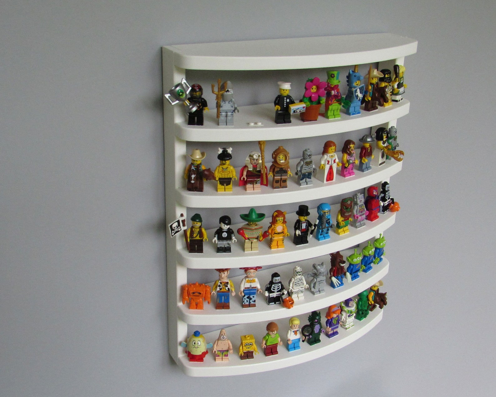 Large Curved Minifigure Display Shelf/stand, White Poly Lumber, Holds ...