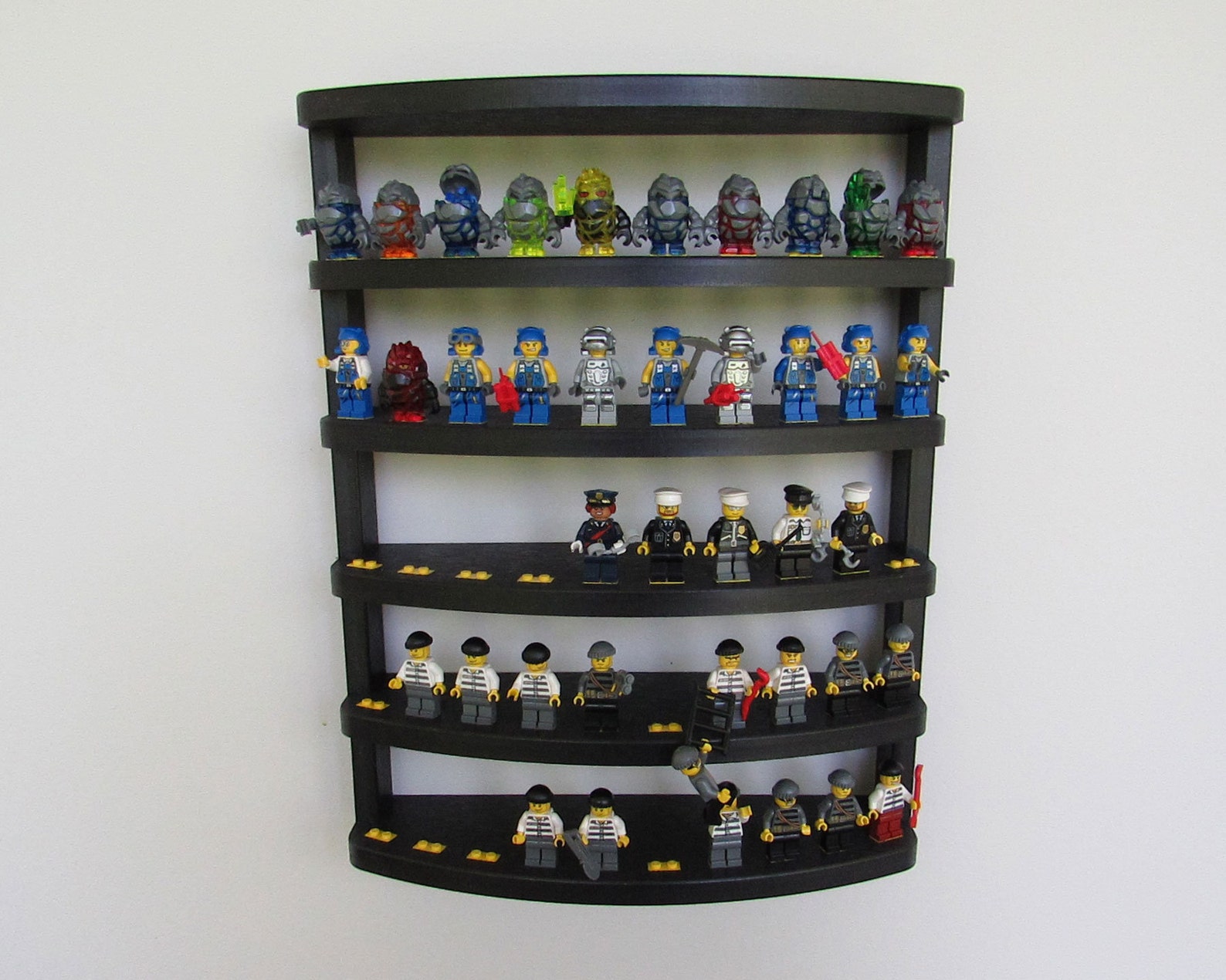 Large Curved Minifigure Display Shelf/stand, Black Poly Lumber, Holds ...