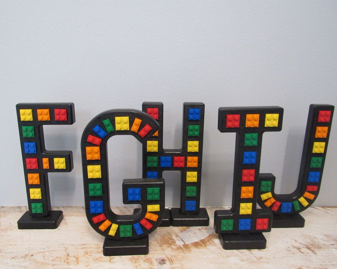 Black Brick Script Stand-up Letters embedded with | Etsy
