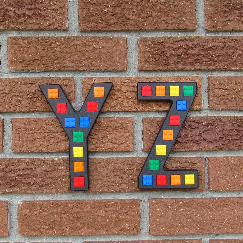 Black Brick Script Wall Letters embedded with | Etsy