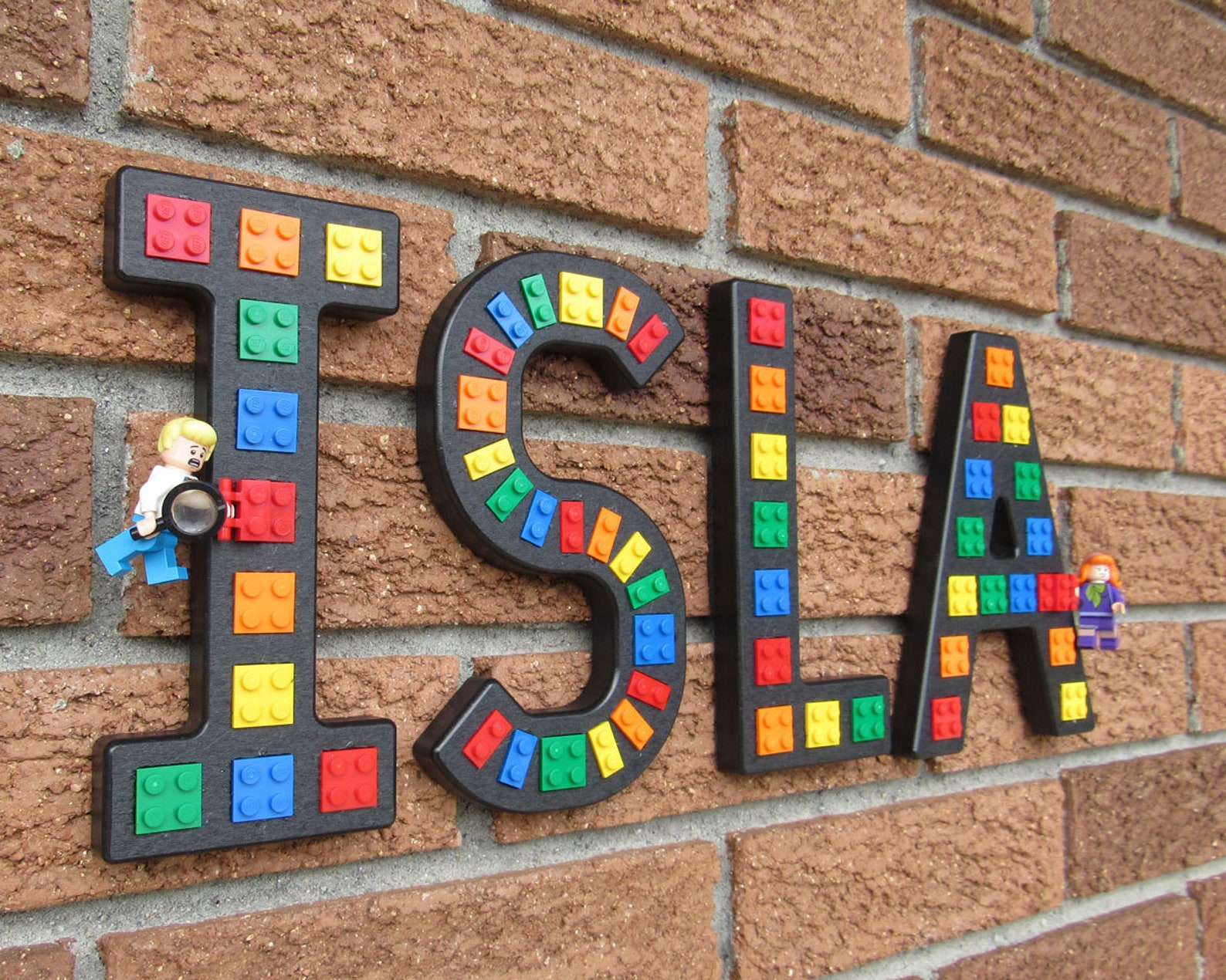 Black brick Script Wall Letters Embedded With - Etsy