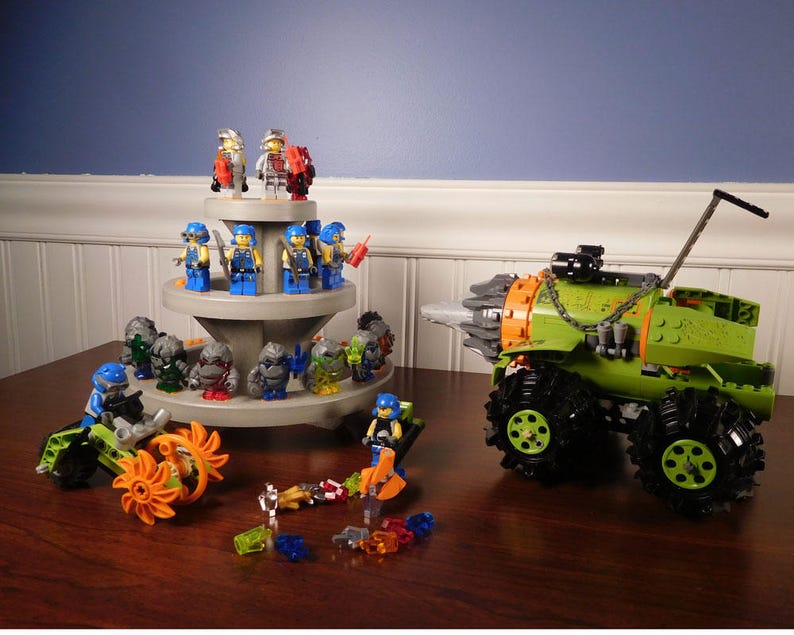 Round 3-tier Minifigure Display Stand, Gray Poly Lumber, Holds 30 ...