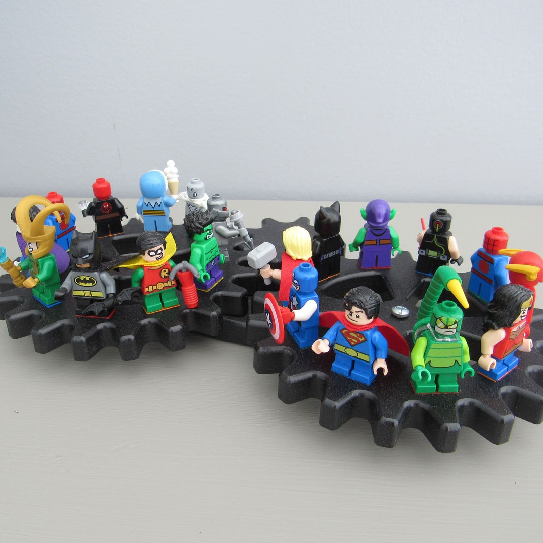 Table Top Double Rotating Gear Minifigure Display Stand, Black Colored ...