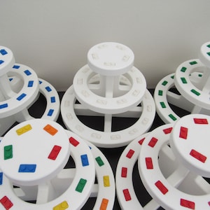 Round 3-tier Minifigure Display Stand, White Poly Lumber, Holds 30 ...