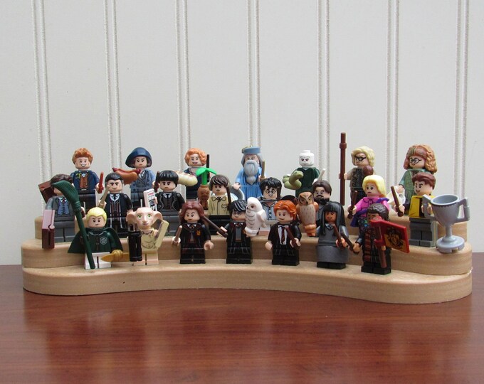 Large Crescent Shaped Minifigure Display Stand, Light Wood Poly Lumber ...