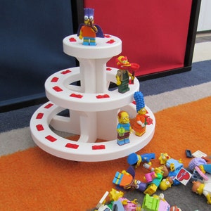 Round 3-tier Minifigure Display Stand, White Poly Lumber, Holds 30 ...