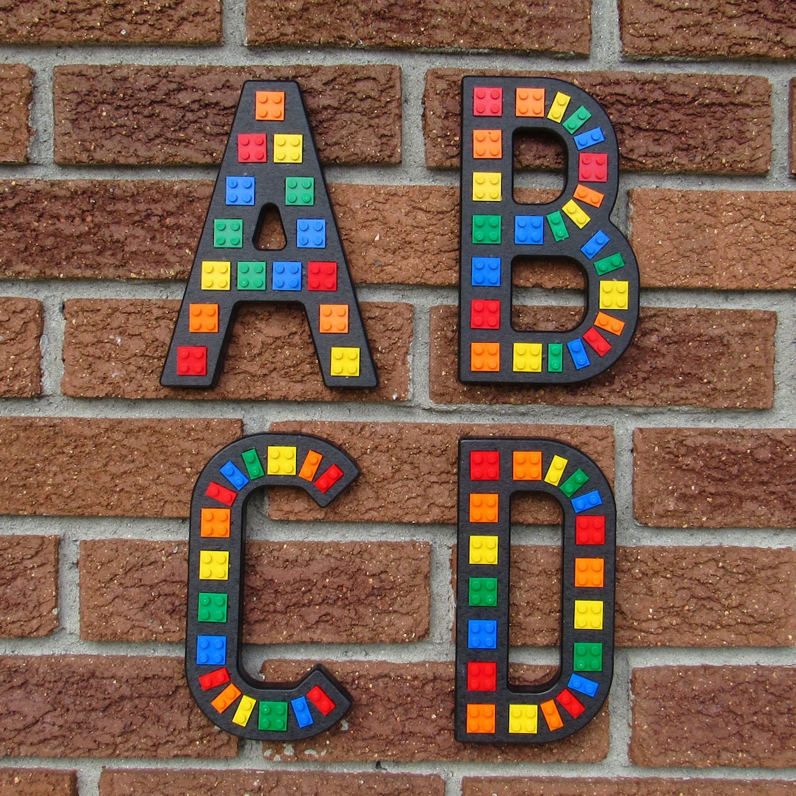 Black Brick Script Wall Letters embedded with | Etsy