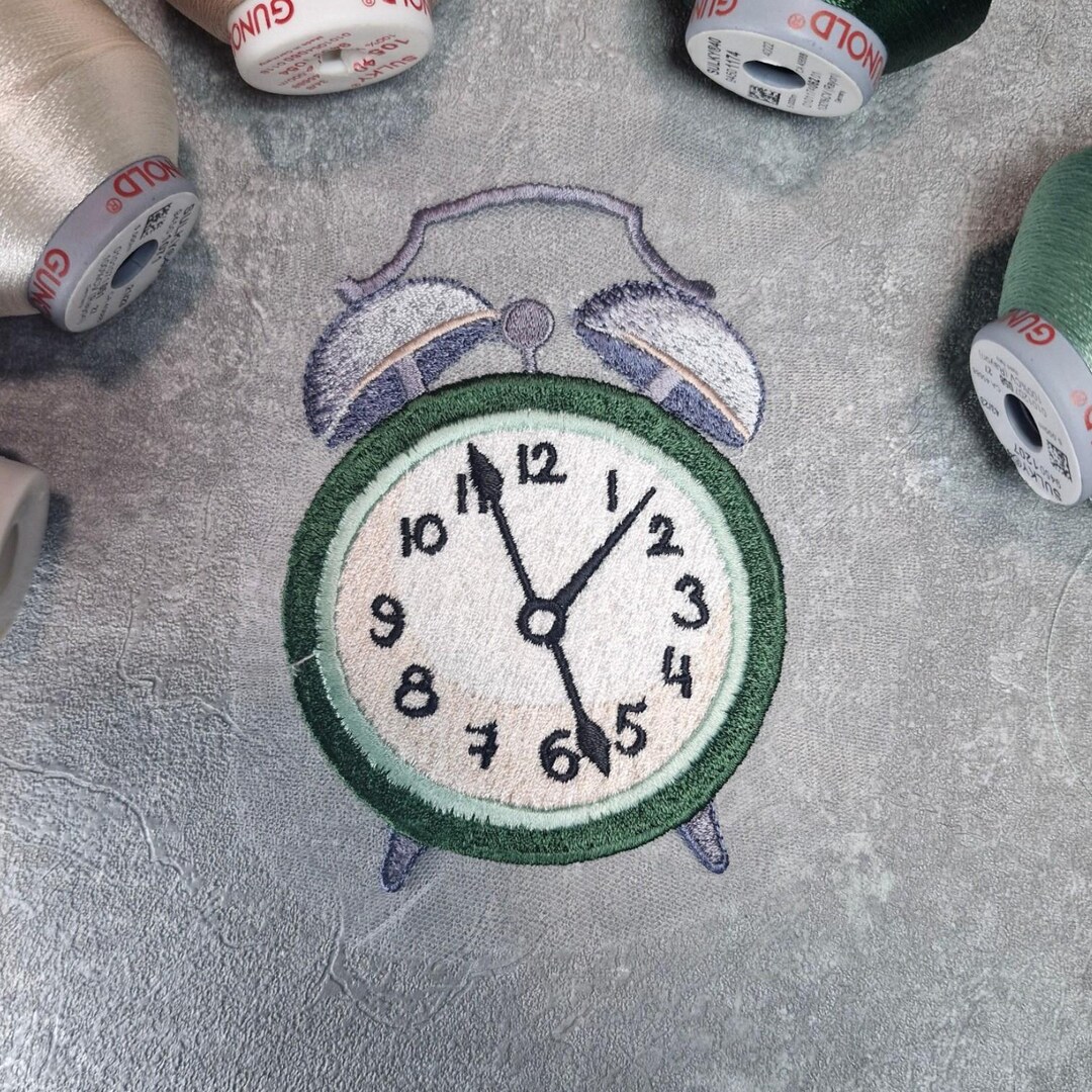 Embroidered Patch Vintage Alarm Clock | Tulle Applique | Sew-on ...