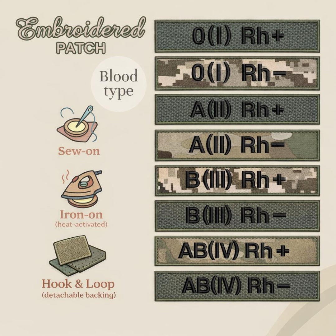 Blood Type Patch – Tactical Medical ID | Iron On, Sew on or Hook and ...