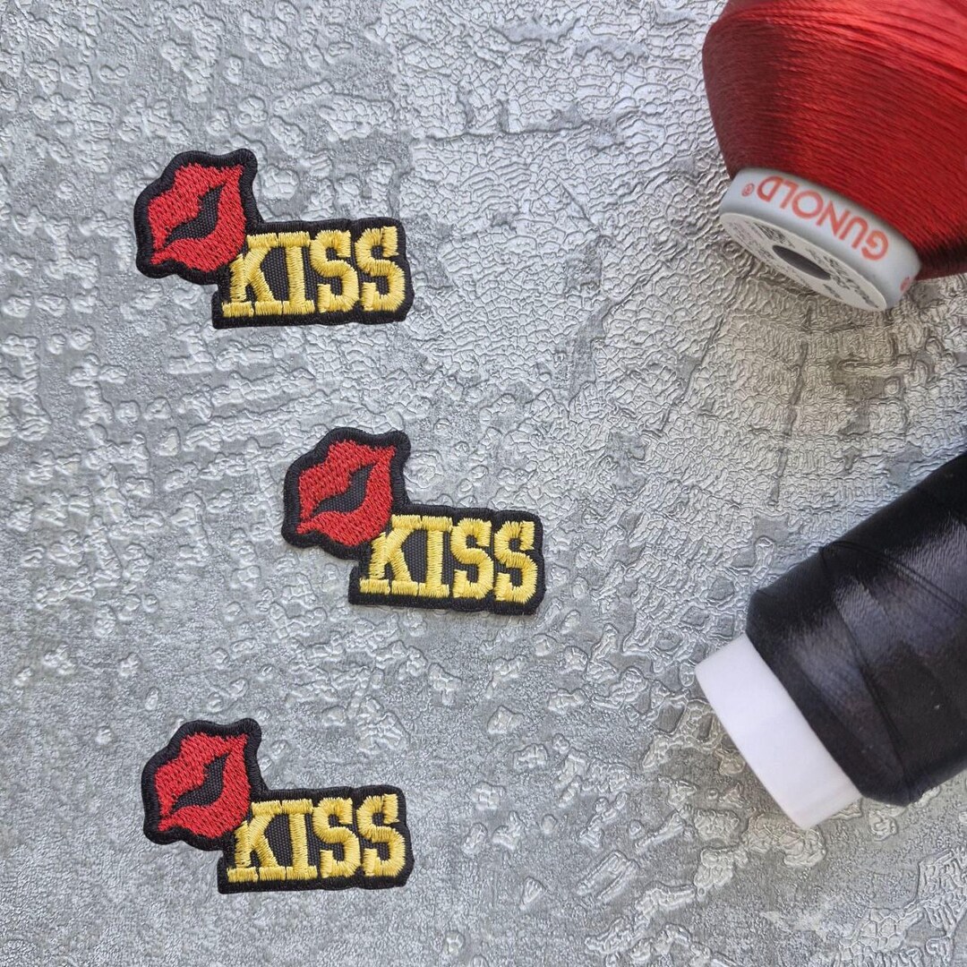 Embroidered Patch "kiss" With Red Lips | Sew-on, Iron-on Applique for ...